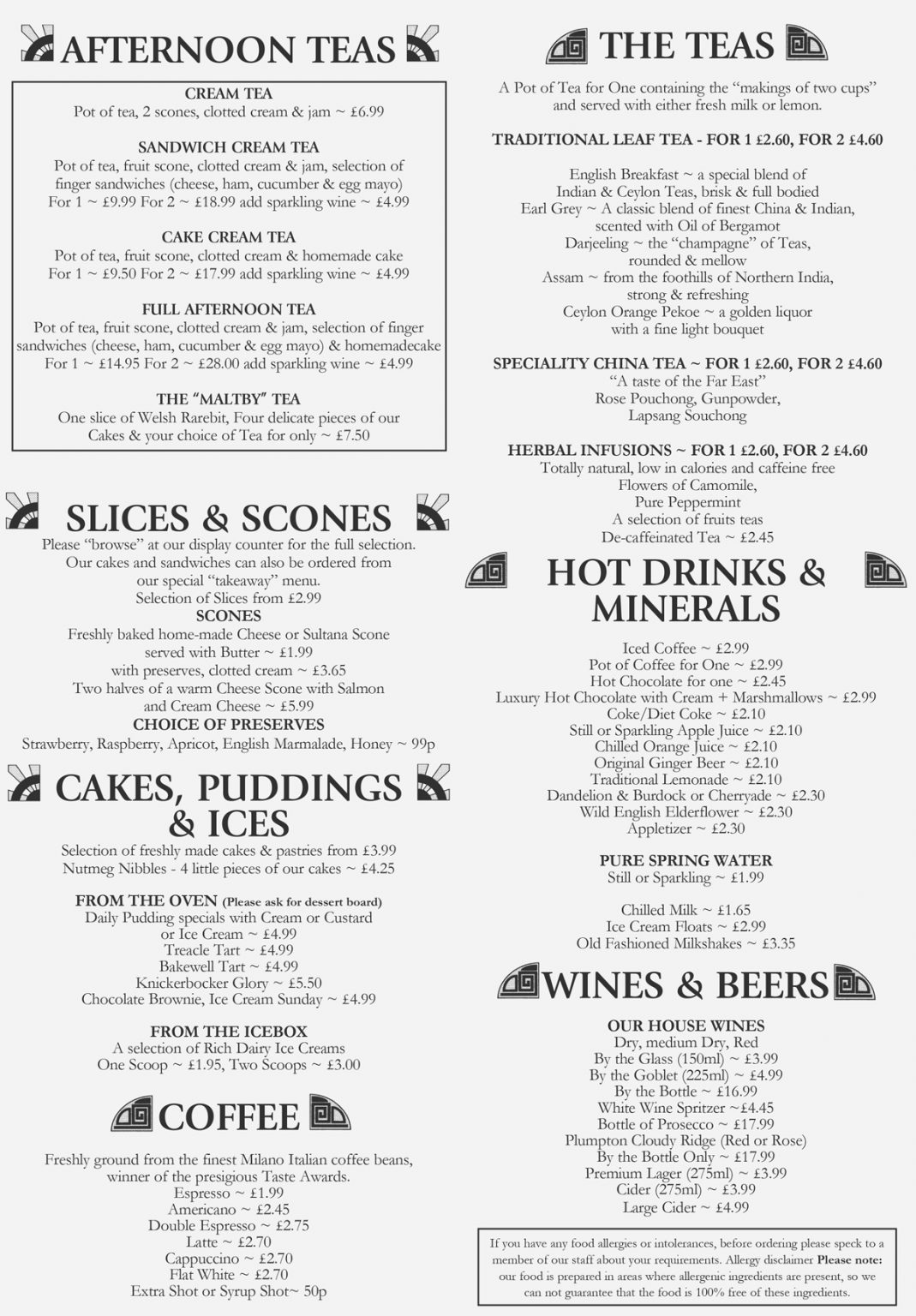 Menu - The Nutmeg Tree