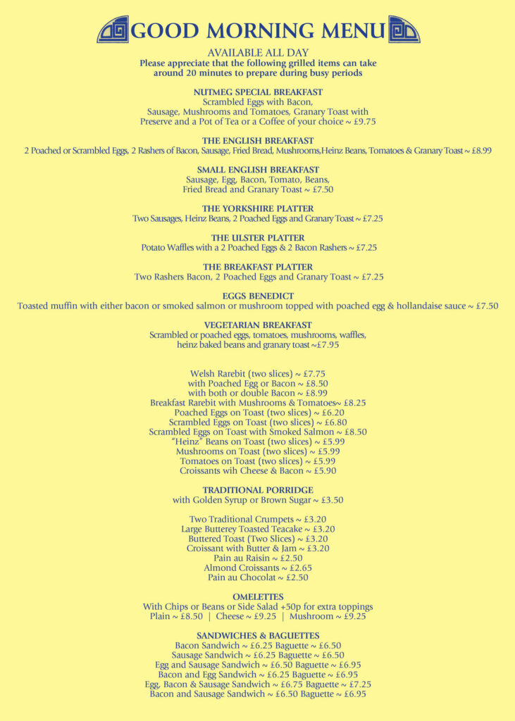 Menu - The Nutmeg Tree