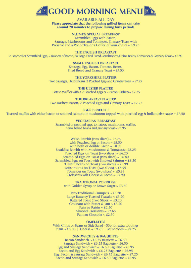 Menu - The Nutmeg Tree