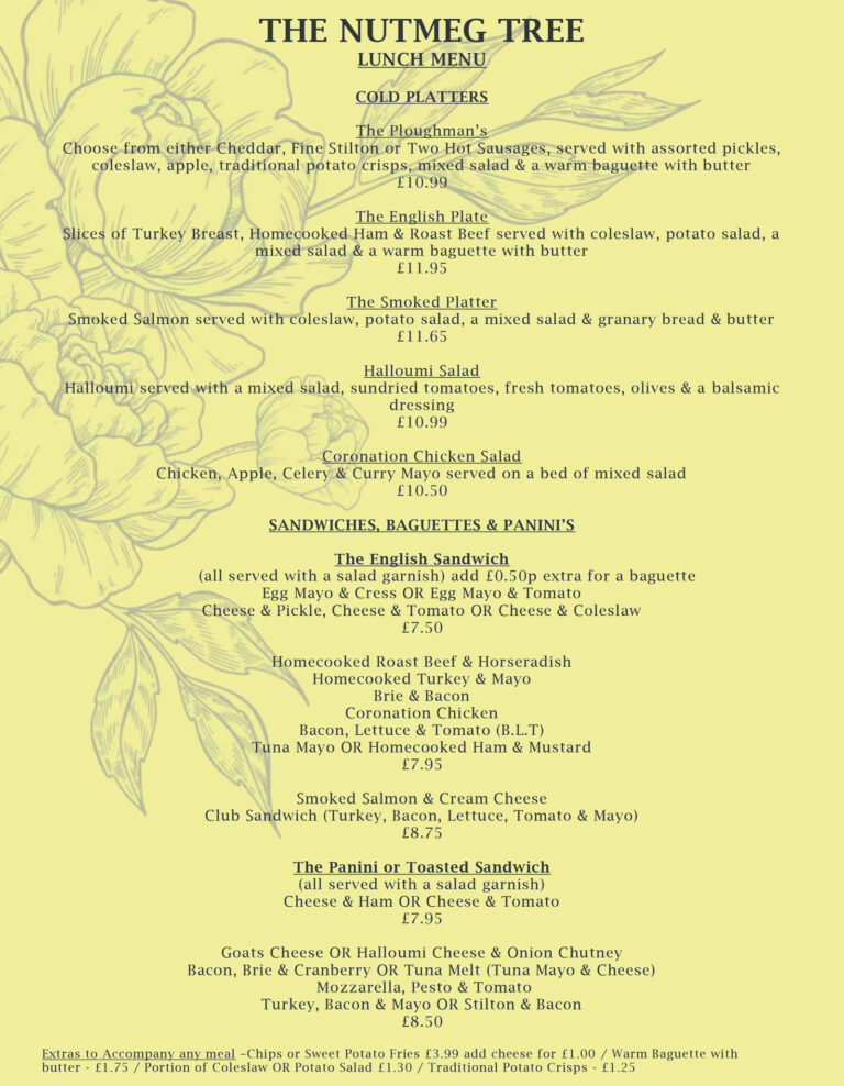 Menu - The Nutmeg Tree