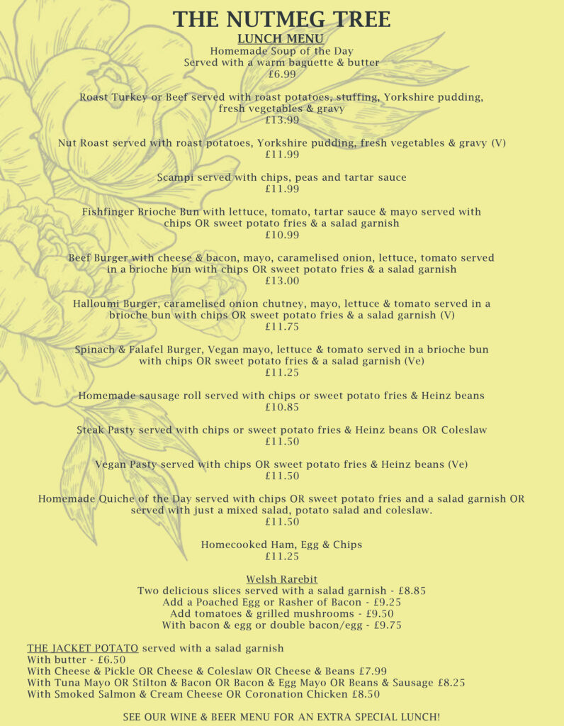 Menu - The Nutmeg Tree
