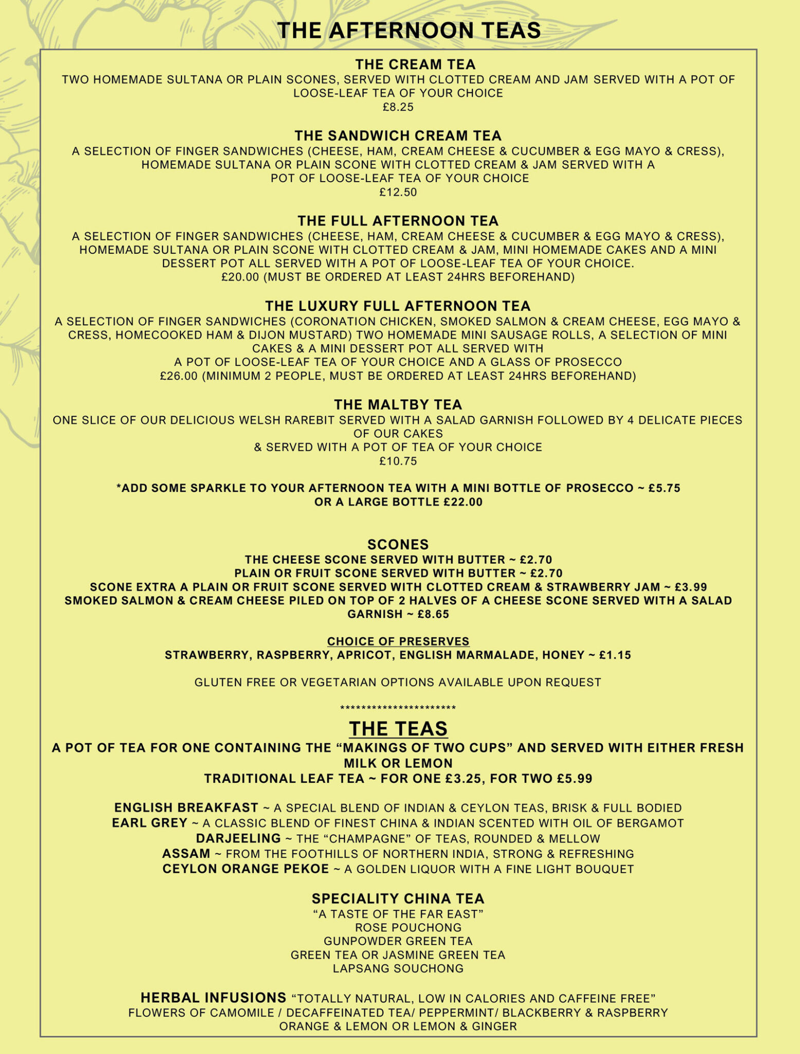 Menu - The Nutmeg Tree