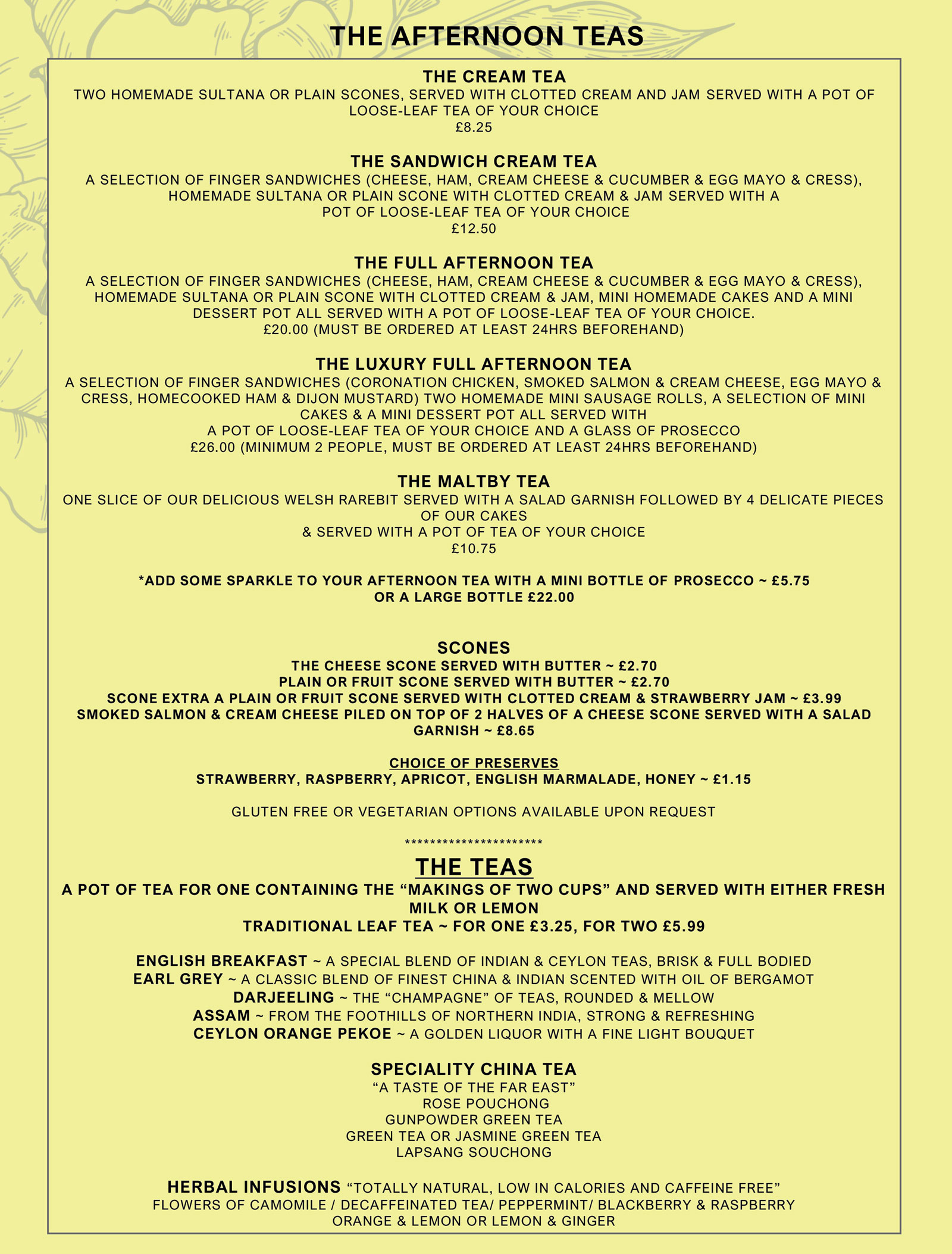 Menu - The Nutmeg Tree