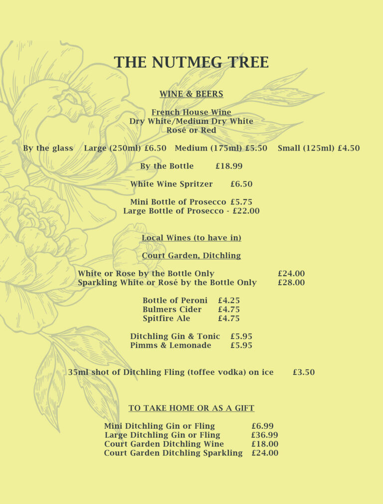 Menu - The Nutmeg Tree
