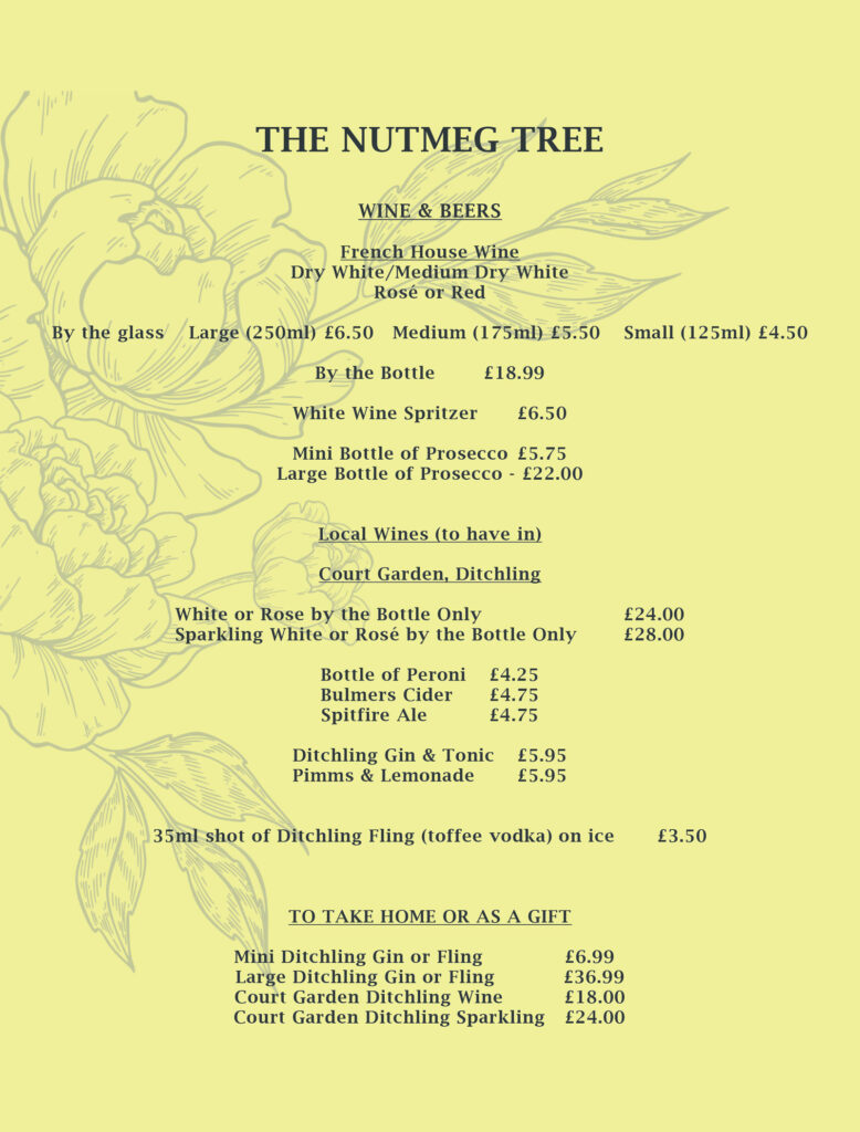 Menu - The Nutmeg Tree