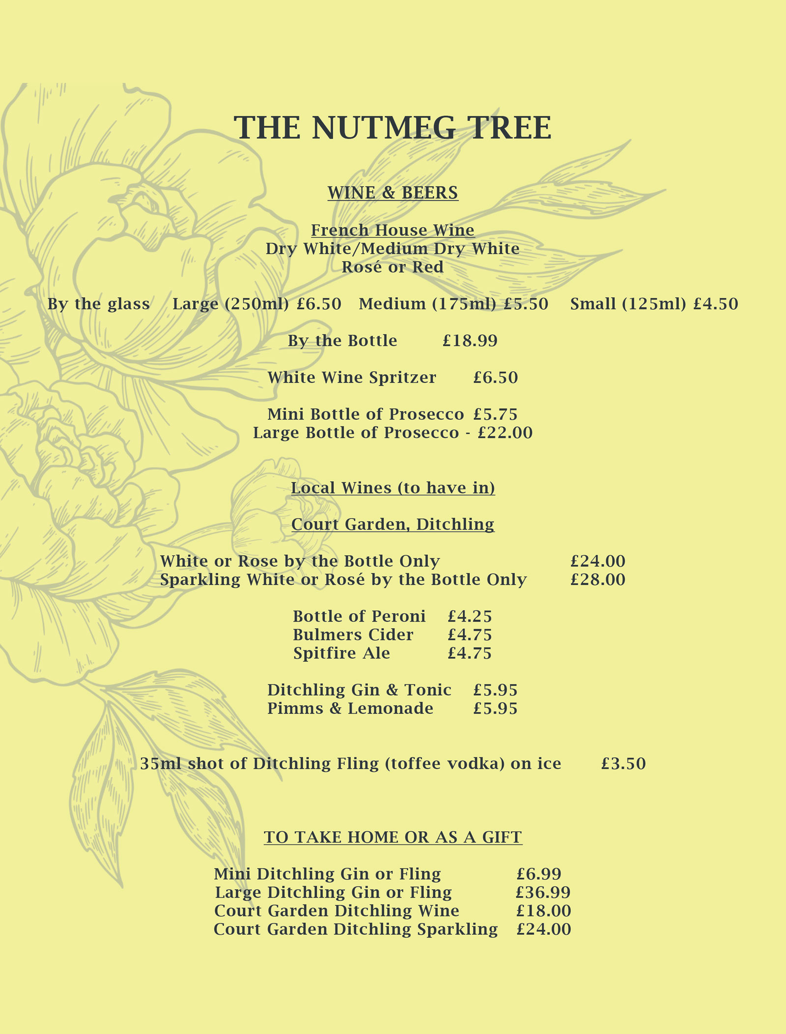 Menu - The Nutmeg Tree