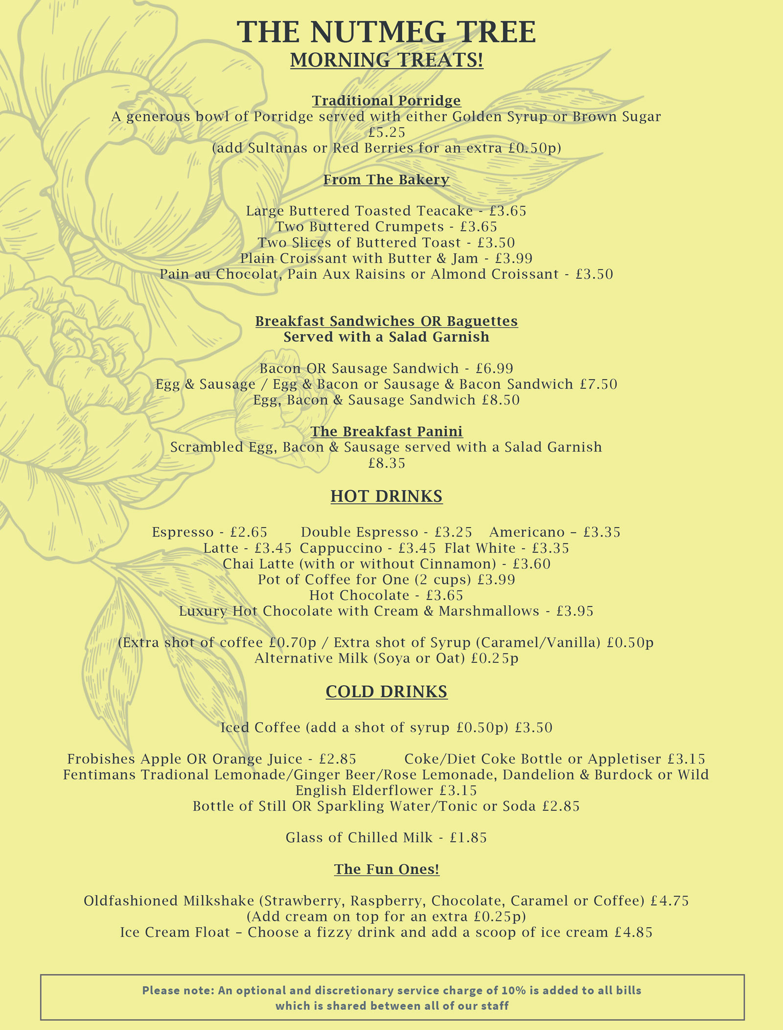 Menu - The Nutmeg Tree