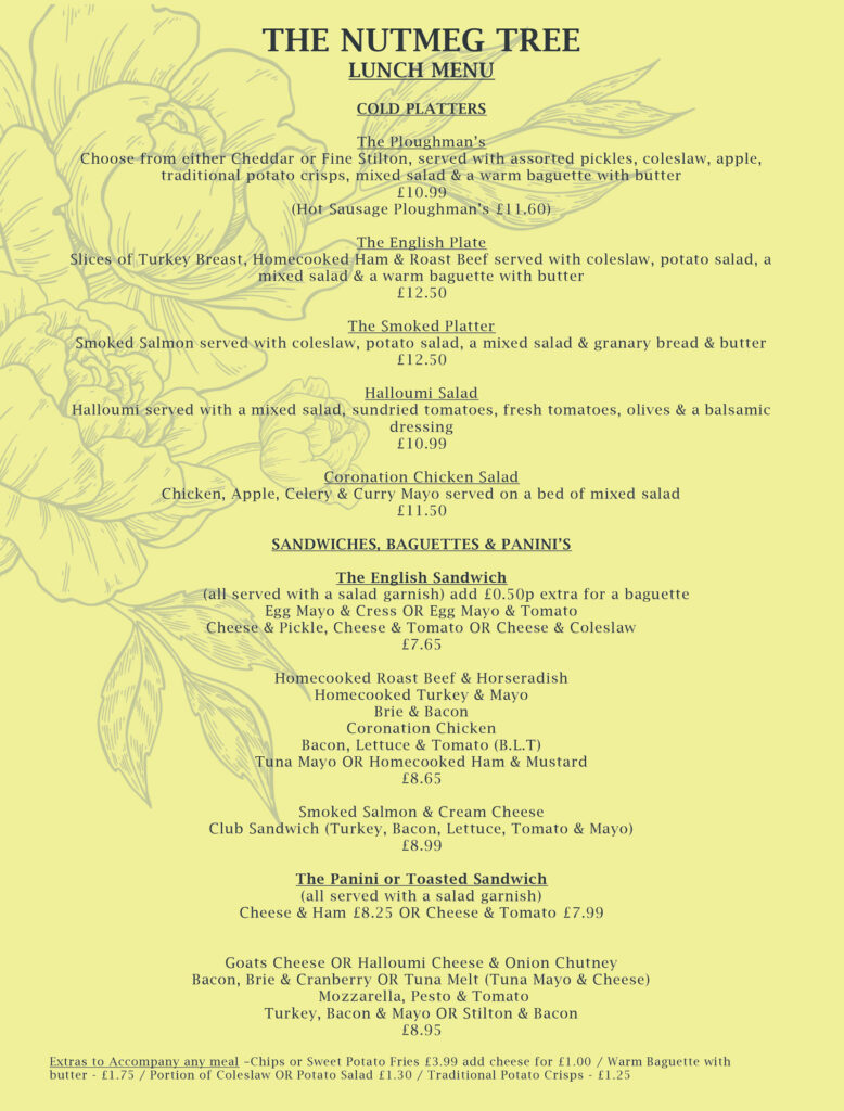 Menu - The Nutmeg Tree