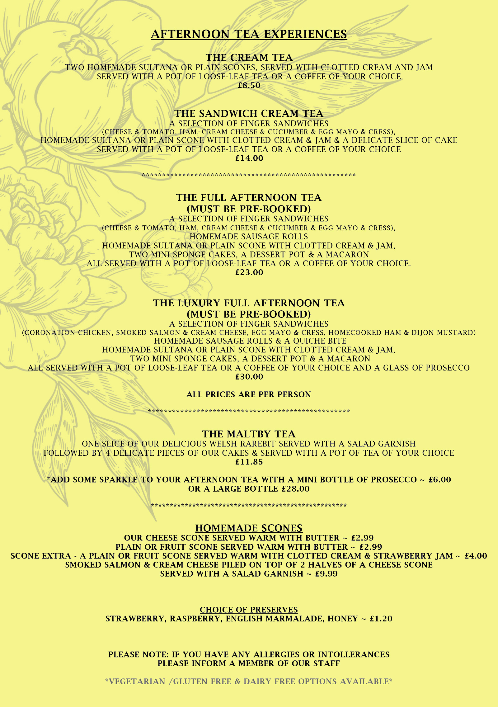 Menu - The Nutmeg Tree