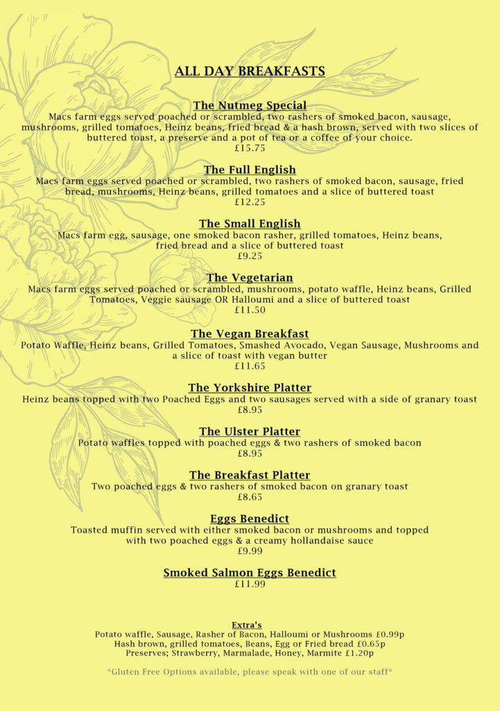 Menu - The Nutmeg Tree