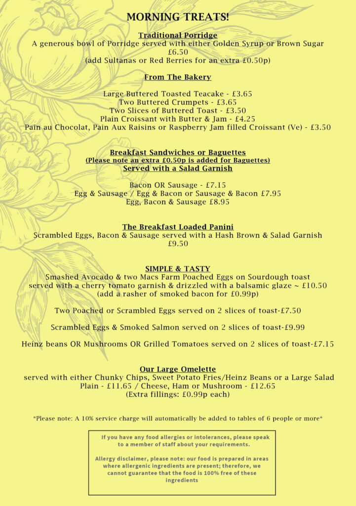 Menu - The Nutmeg Tree