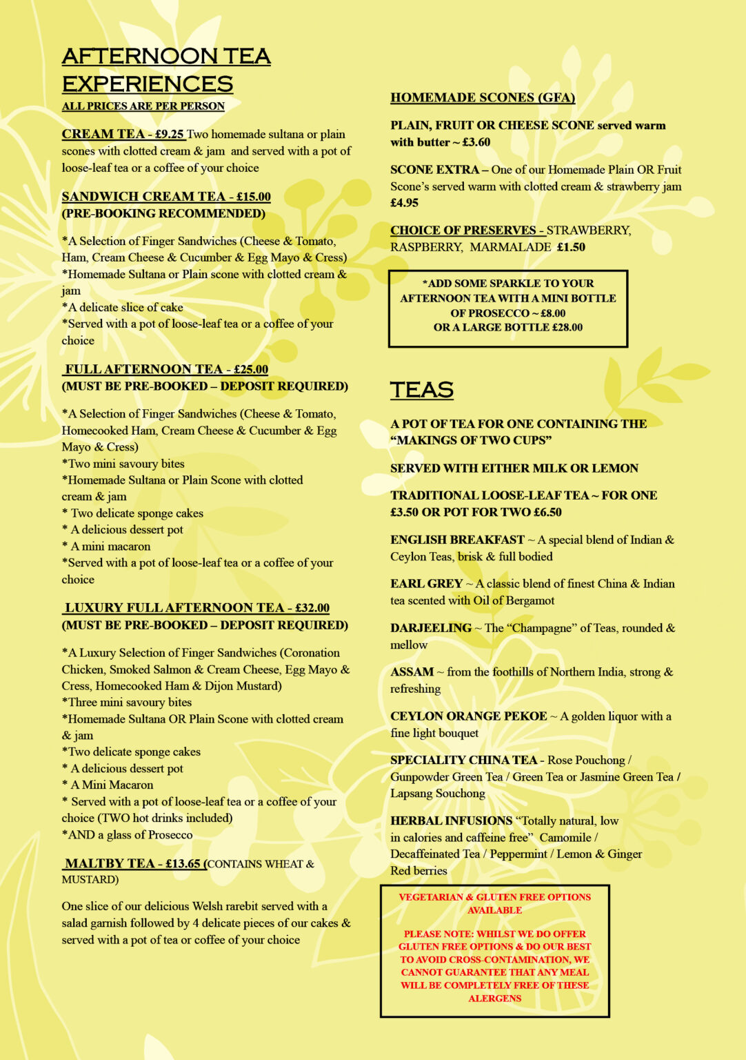 Menu - The Nutmeg Tree
