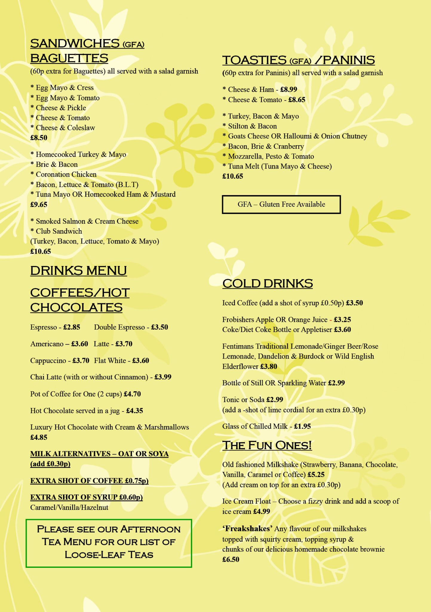 Menu - The Nutmeg Tree